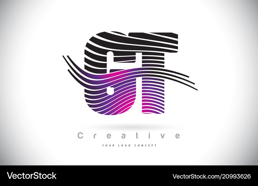 Gt g t zebra texture letter logo design Royalty Free Vector