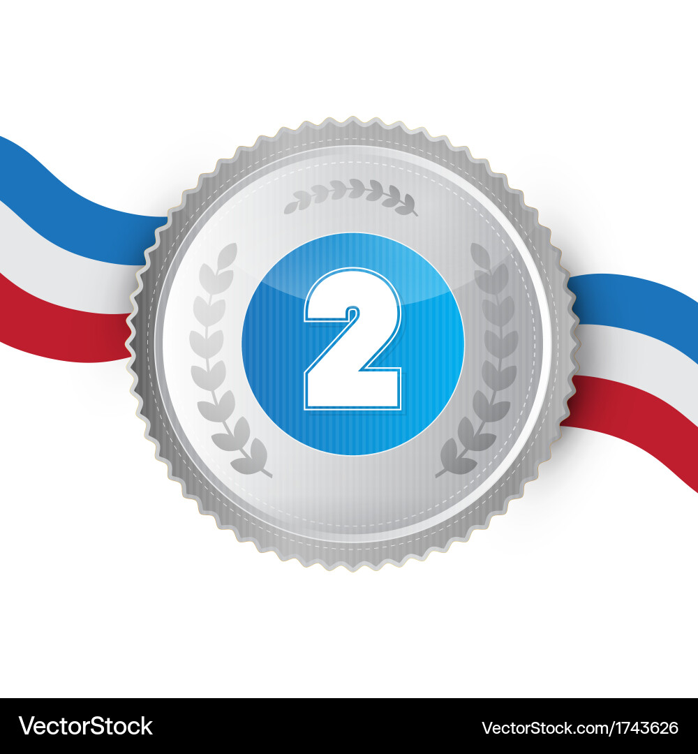 Silver medal award isolated on white background Vector Image