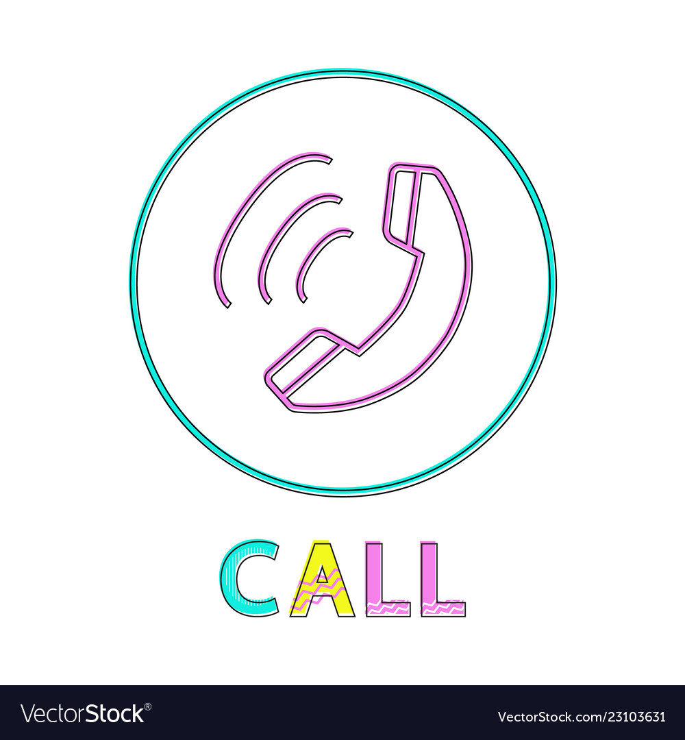 Call round linear button template with receiver Vector Image