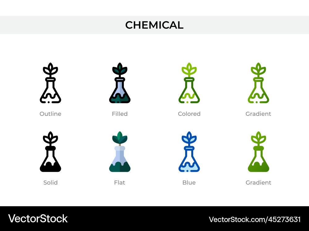 Chemical icon in different style icons Royalty Free Vector