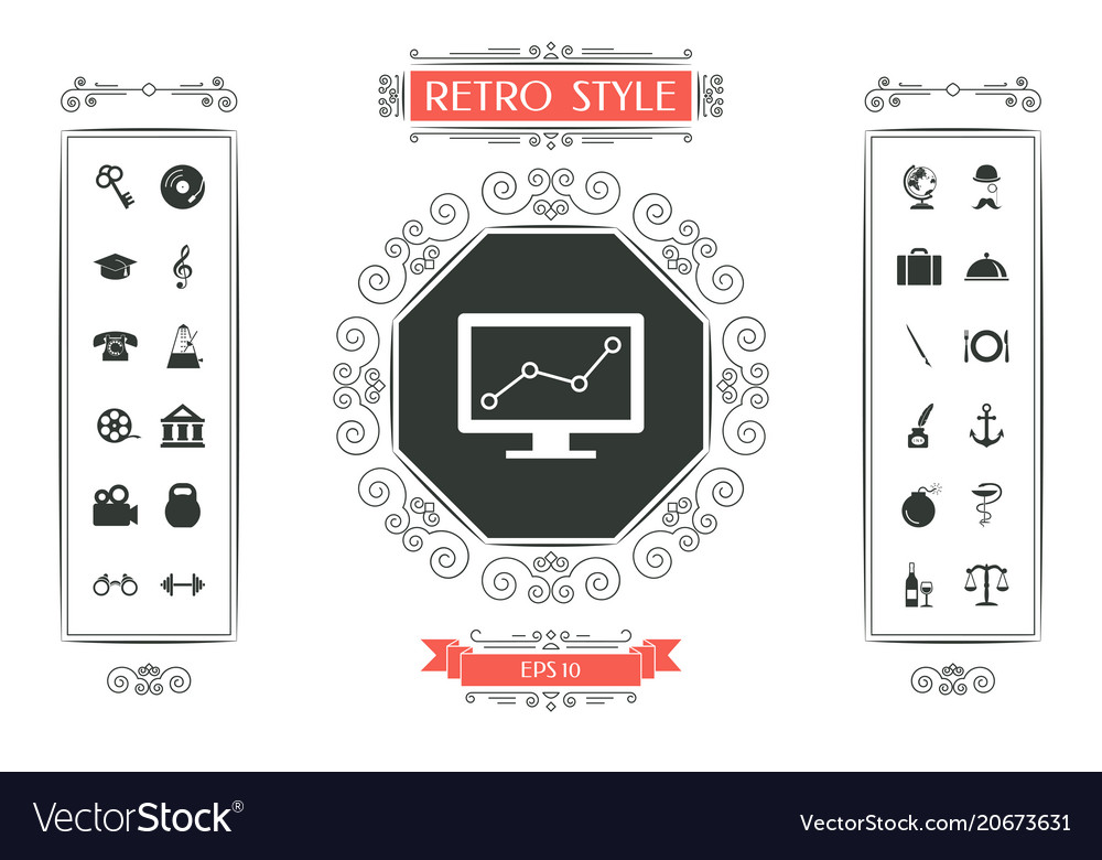 Computer monitors with graph Royalty Free Vector Image