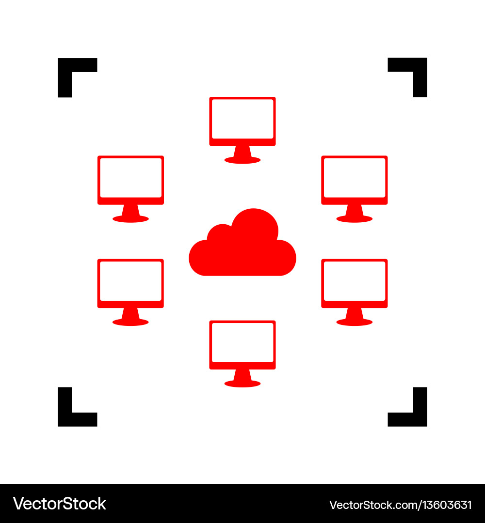 Computers network sign red icon inside Royalty Free Vector