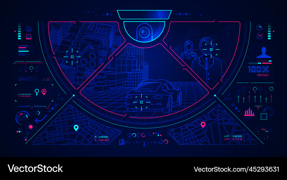 Concept of surveillance technology cctv Royalty Free Vector