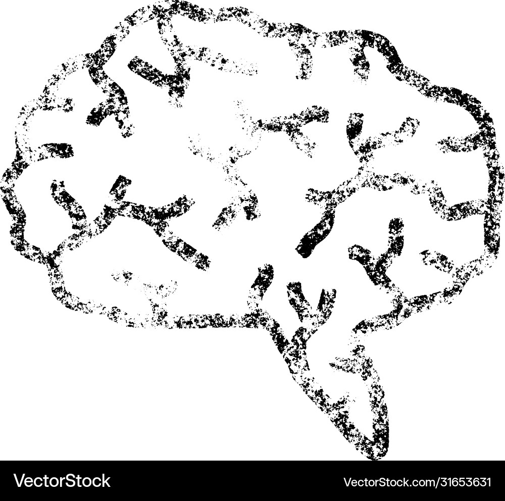 Grunge brain icon with design and dirty Royalty Free Vector