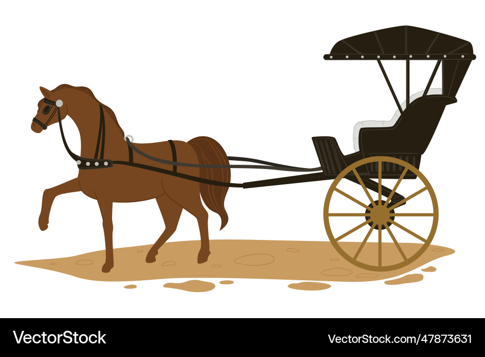 Horse pulling carriage transport in old times Vector Image