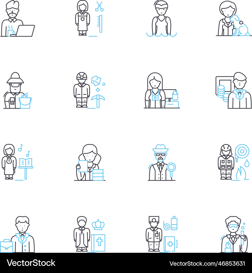 Job positions linear icons set accountant Vector Image