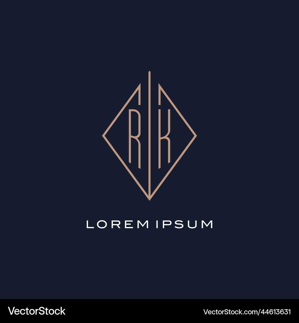 Monogram rk logo with diamond rhombus style Vector Image