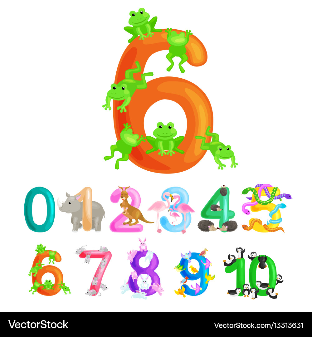 Ordinal numbers six for teaching children counting