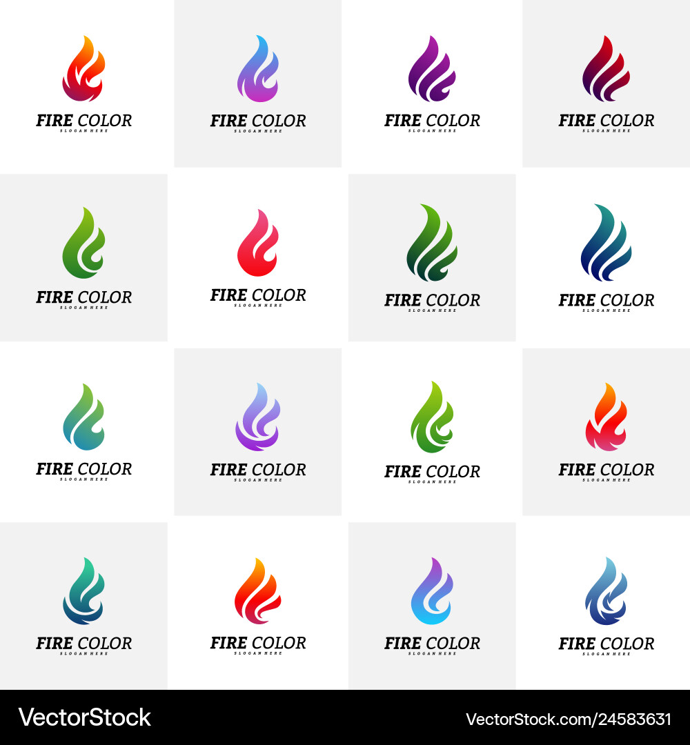 Set of fire logo design concepts flame Royalty Free Vector