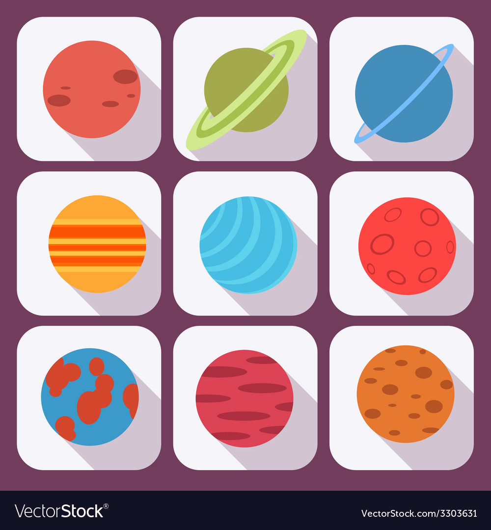 Solar system and space objects set in flat style Vector Image