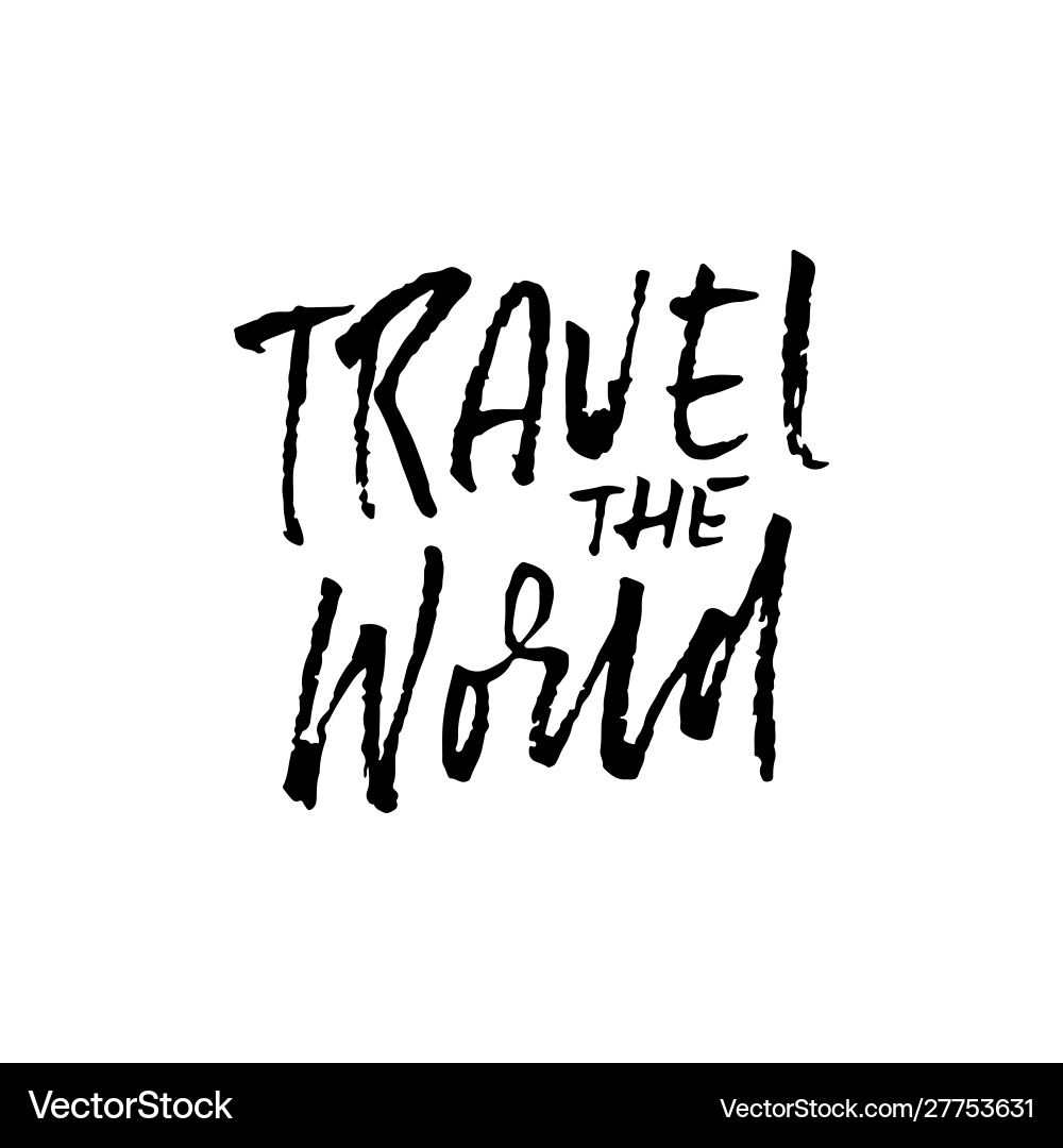 Travel world ink handwritten Royalty Free Vector Image
