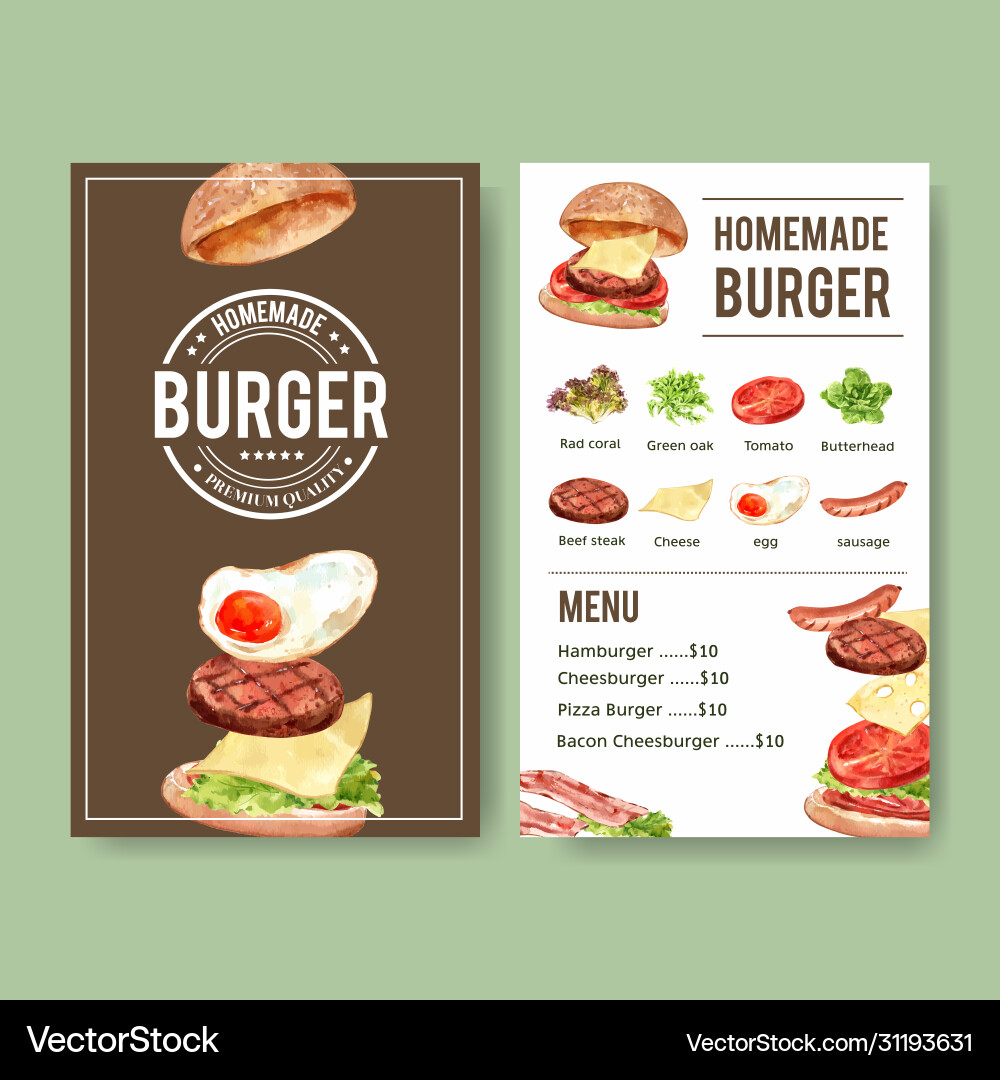 World food day menu design with hamburger beef Vector Image