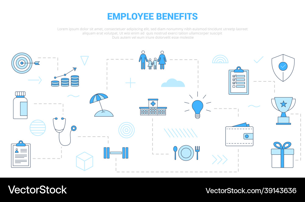 Employee benefits concept with icon set template Vector Image