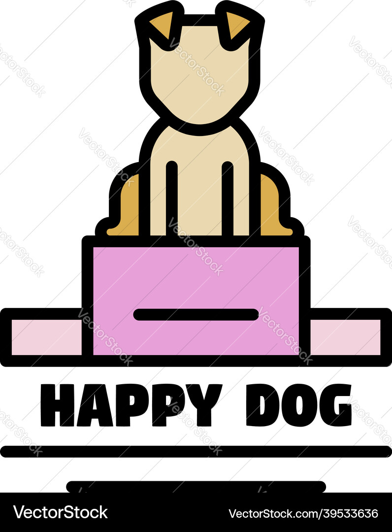Happy dog logo outline style Royalty Free Vector Image