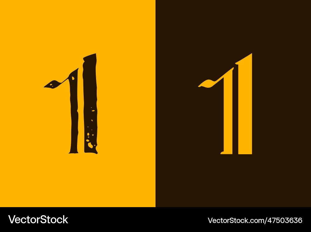 Number 1 one sign logo in gothic style Royalty Free Vector