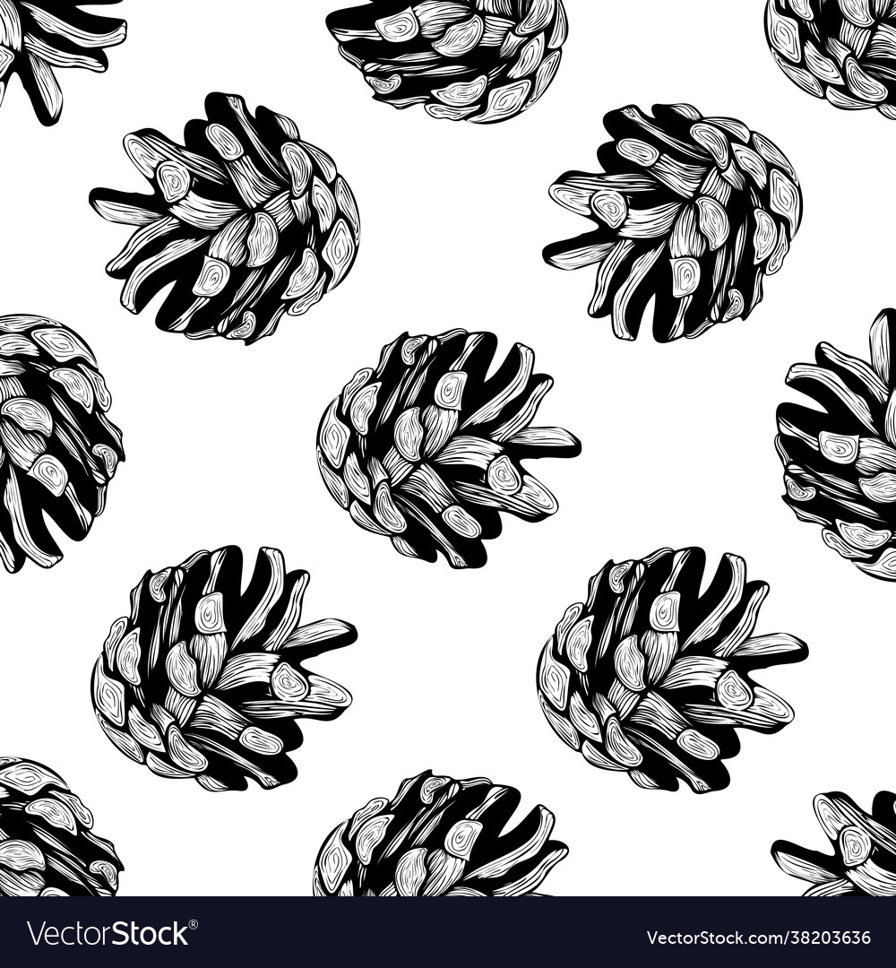Pine cones seamless pattern design Royalty Free Vector Image