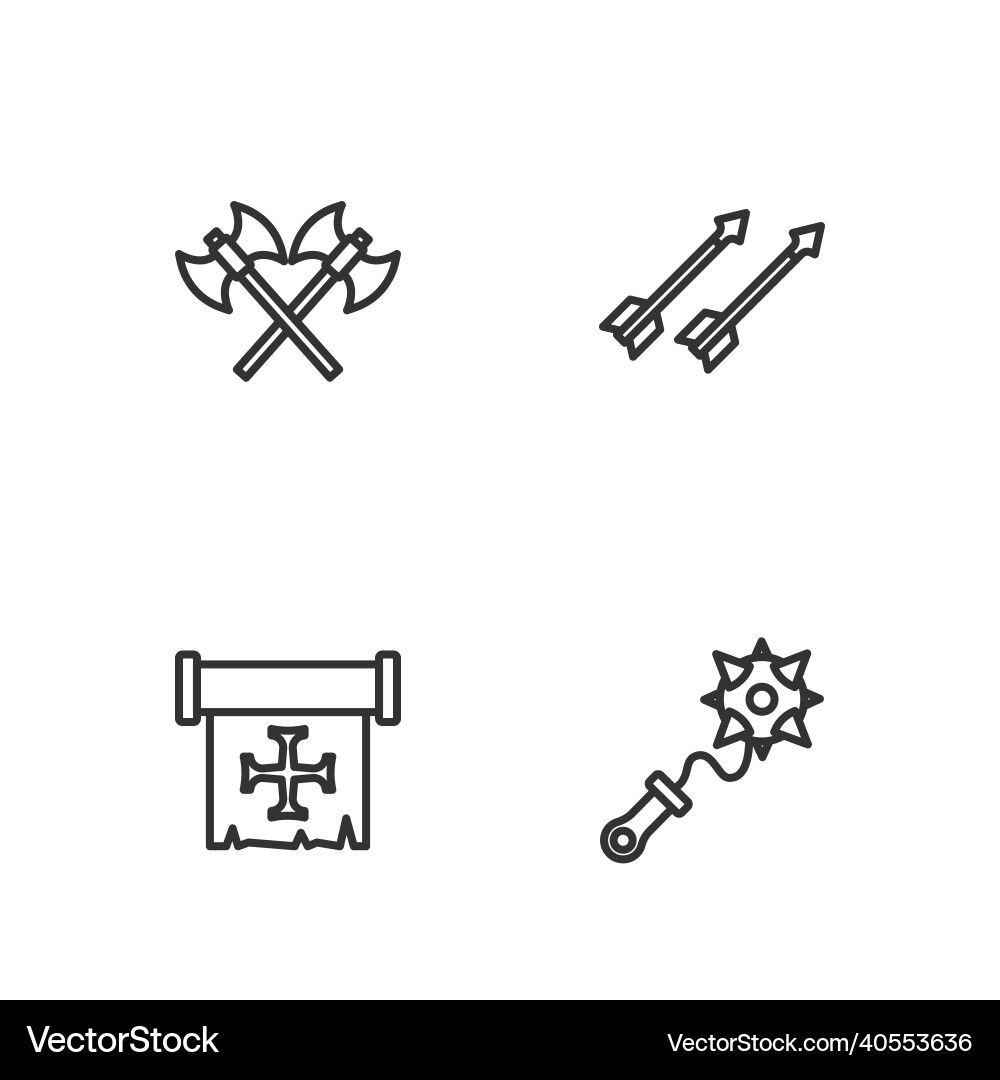 Set line mace with spikes crusade crossed Vector Image