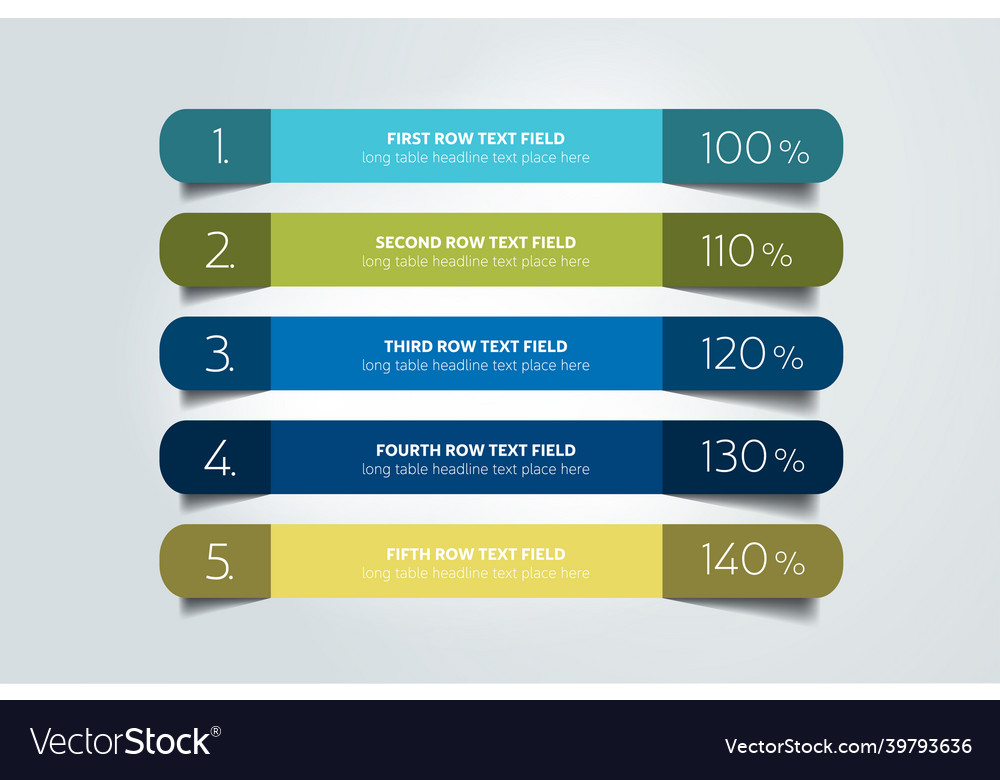 Table chart schedule design template with 5 row Vector Image