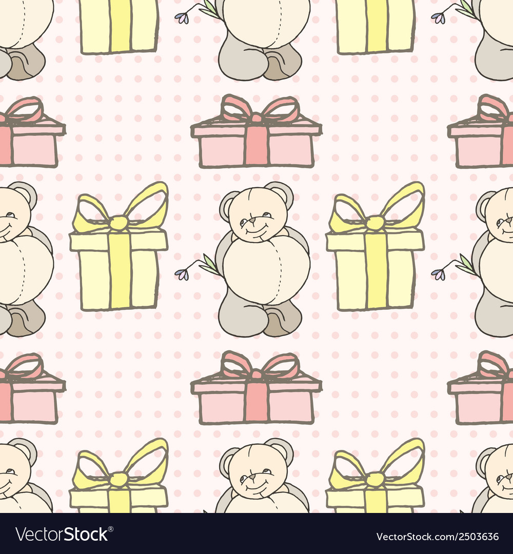 Teddy bear seamless pattern Royalty Free Vector Image