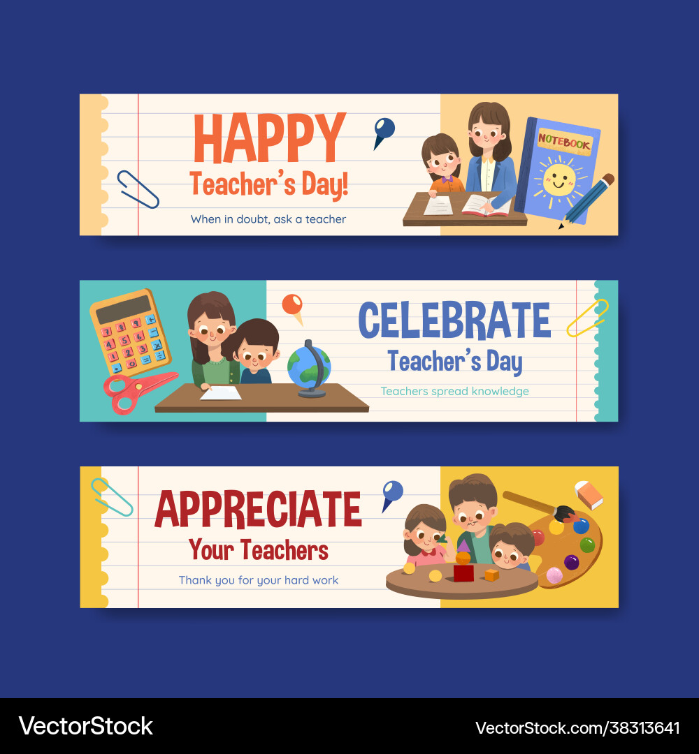 Banner template with teachers day concept design Vector Image