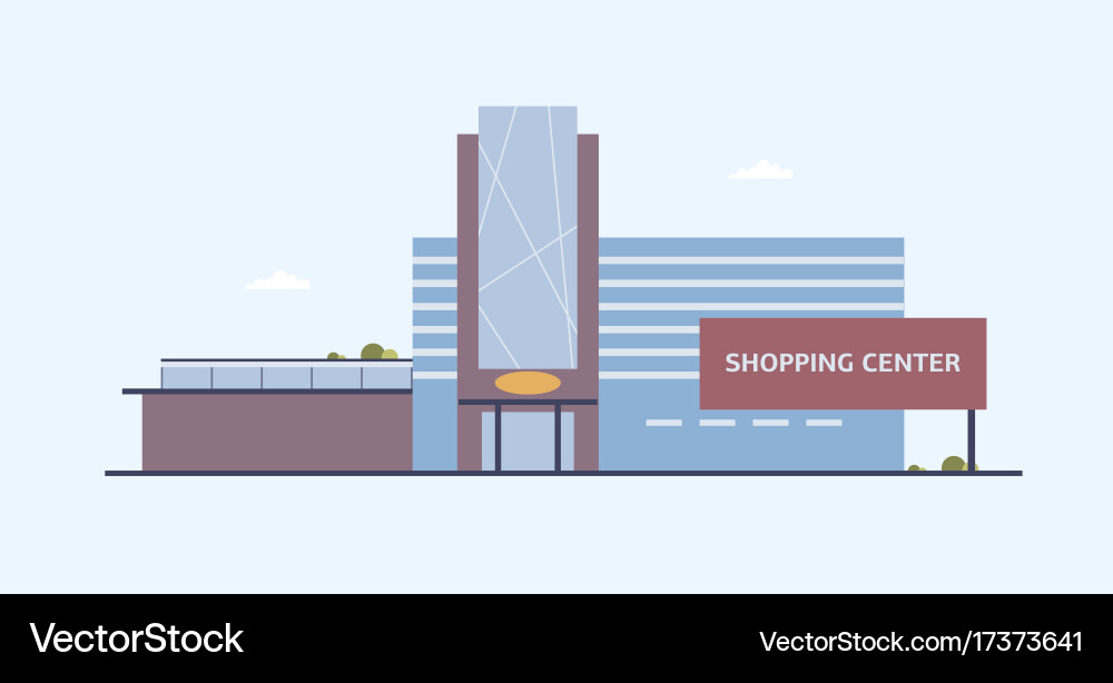 Building shopping center with large windows and Vector Image