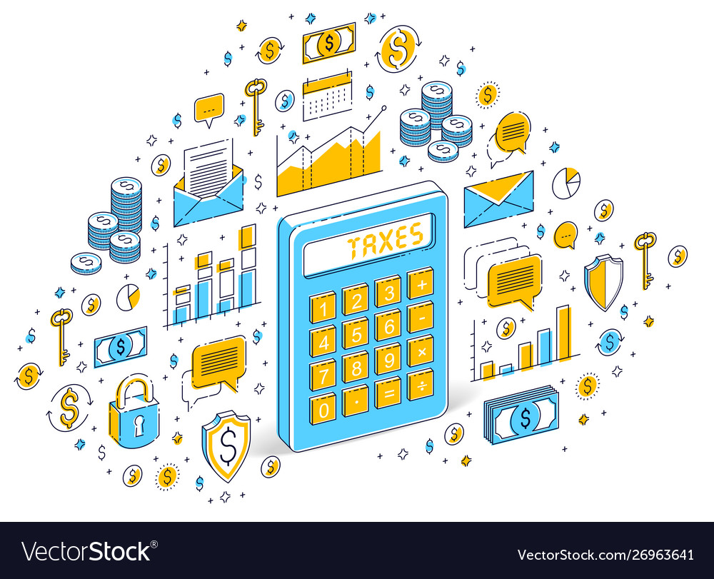 Calculator idea isolated on white background tax Vector Image