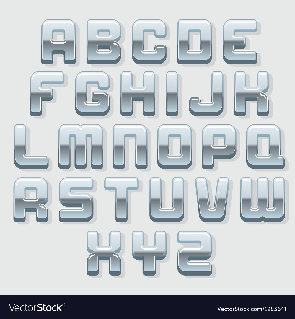 Chrome Metallic Font Set Royalty Free Vector Image Chrome Metallic Font Set Royalty Free Vector Image