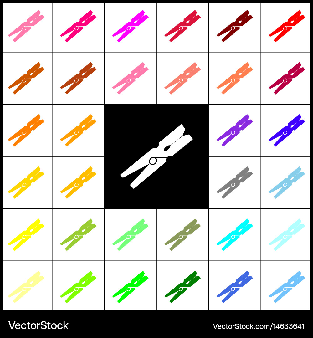 Clothes peg sign felt-pen 33 colorful Royalty Free Vector