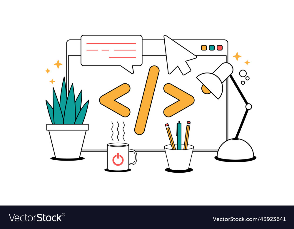 Code in the browser icon coding element of cyber Vector Image
