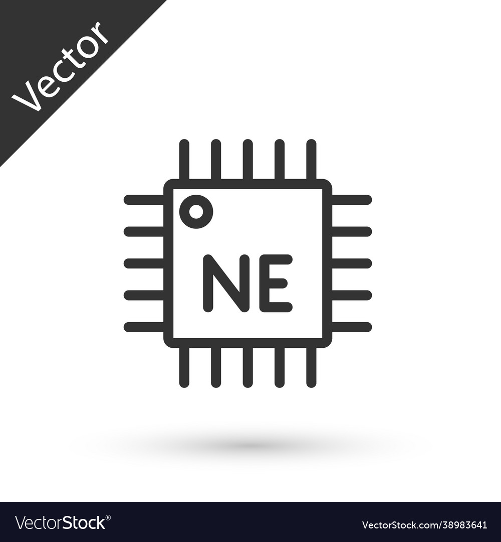 Grey line computer processor with microcircuits Vector Image