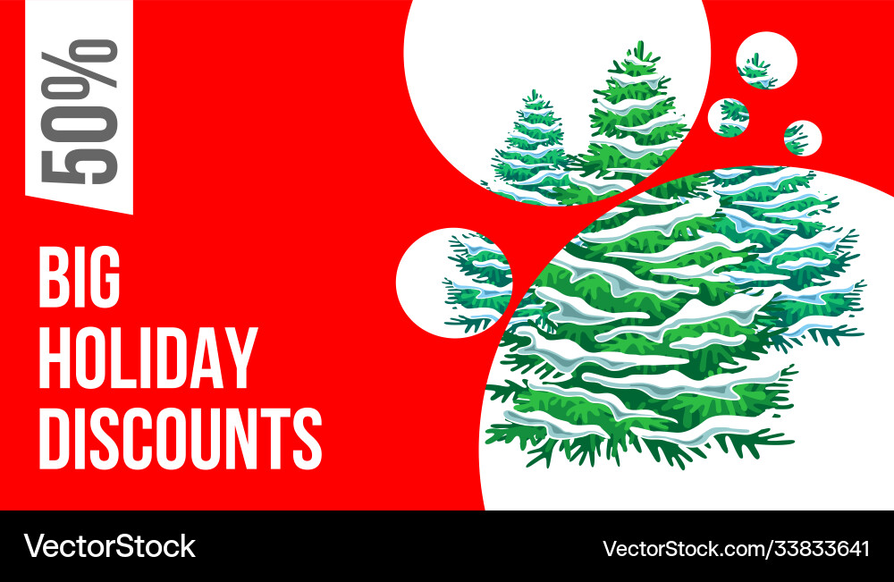 Holiday coupon with christmas trees Royalty Free Vector