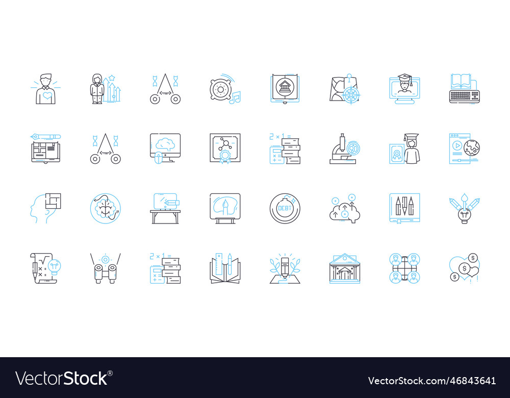 Learning quality linear icons set excellence Vector Image Learning quality linear icons set excellence Vector Image