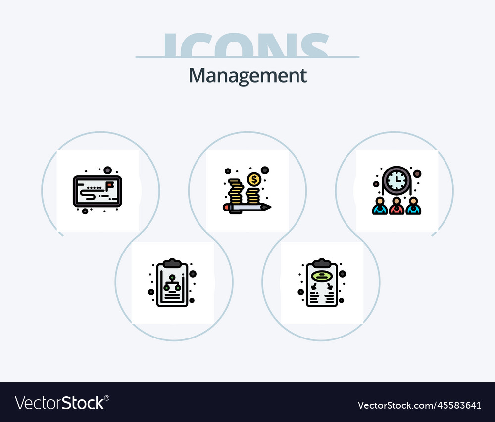 Management line filled icon pack 5 icon design Vector Image