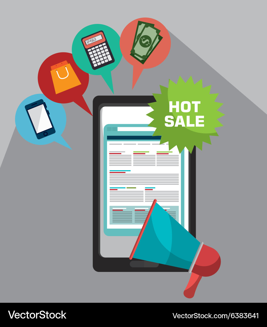 Marketing online and ecommerce sales Royalty Free Vector