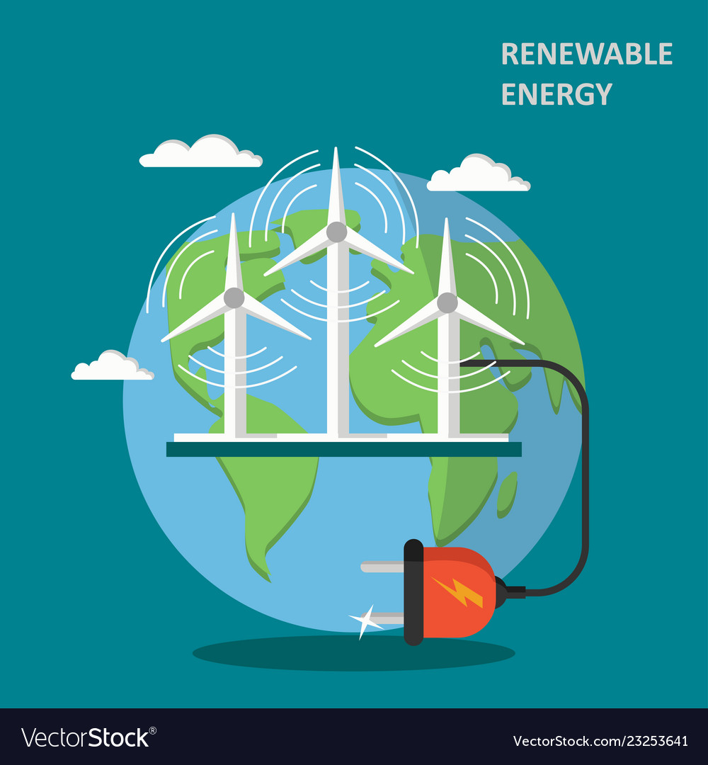 Renewable wind energy concept flat Royalty Free Vector Image Renewable wind energy concept flat Royalty Free Vector Image