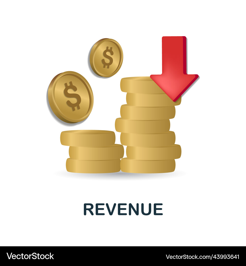 Revenue icon 3d from business plan collection Vector Image