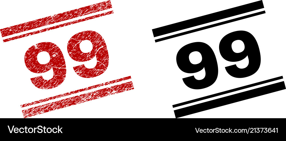 Scratched textured and clean 99 stamp prints Vector Image