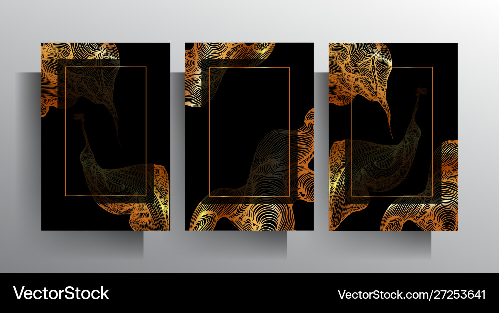 Set abstract design for a4 covers golden hand Vector Image