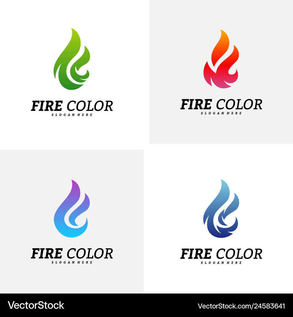 Set of fire logo design concepts flame Royalty Free Vector