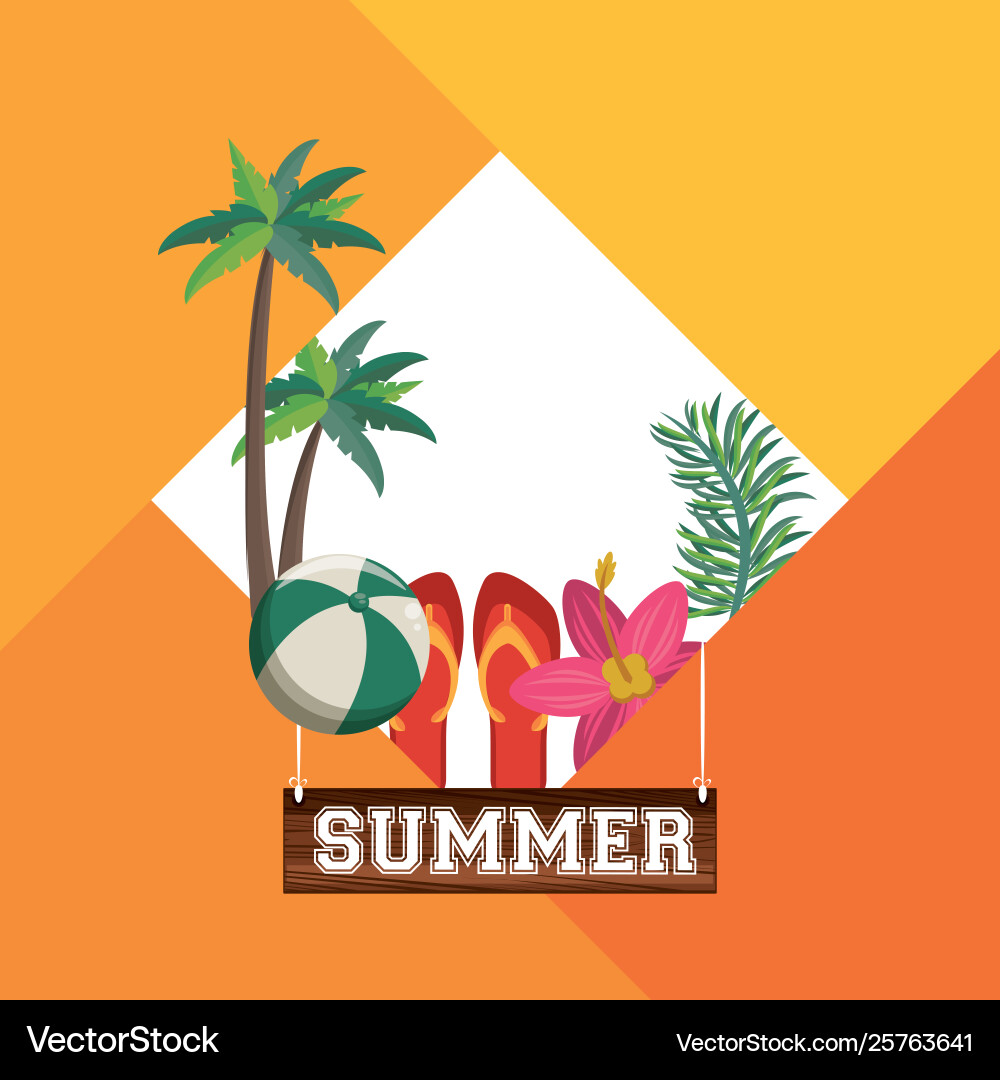 Summer beach and vacation card Royalty Free Vector Image