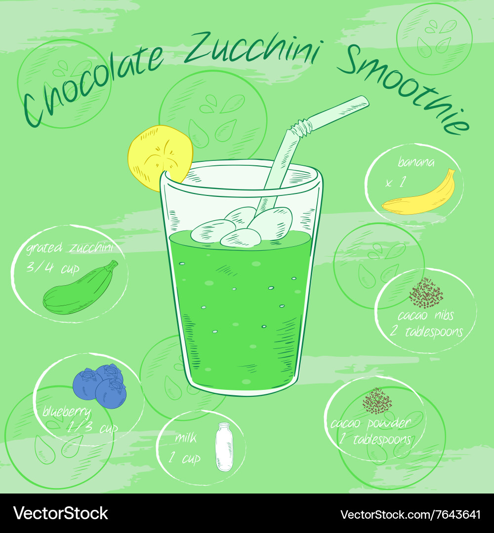 Vegetable smoothie in a glass with a straw Vector Image