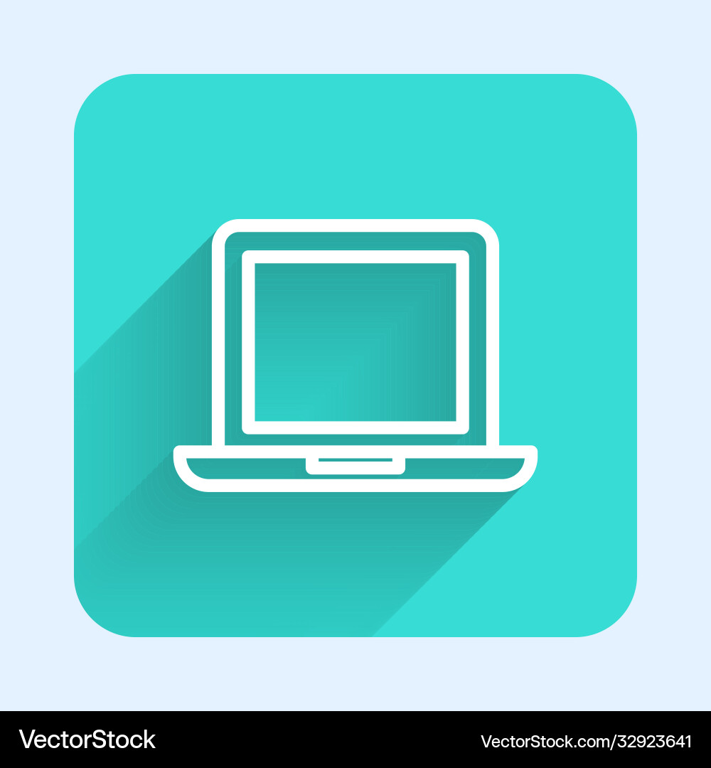 White line laptop icon isolated with long shadow Vector Image