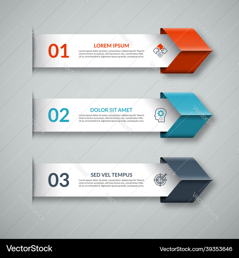3-step banner for business infographics Royalty Free Vector
