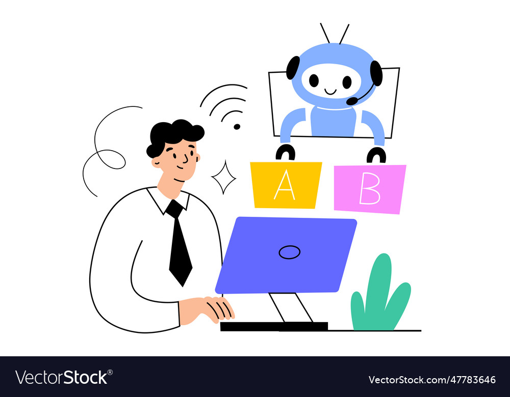 Ai helps human artificial intelligence solution Vector Image