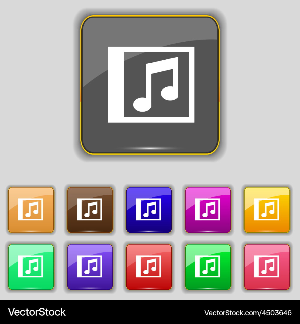 Audio mp3 file icon sign set with eleven colored Vector Image