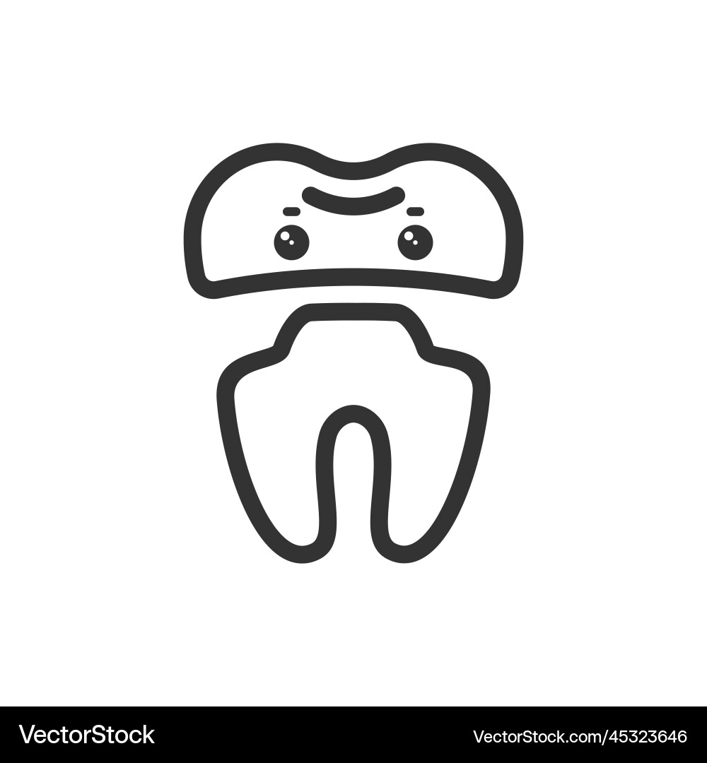 Crown tooth with emotional face cute icon Vector Image