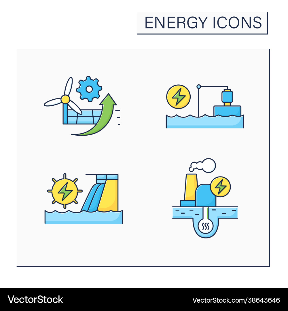Energy color icons set Royalty Free Vector Image