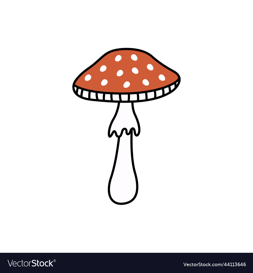Fly-agaric groovy mushroom doodle Royalty Free Vector Image Fly-agaric groovy mushroom doodle Royalty Free Vector Image