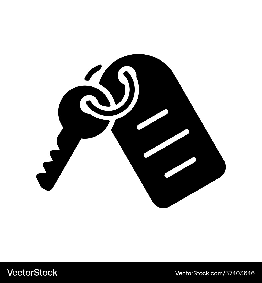 Hotel room key with number glyph icon Royalty Free Vector