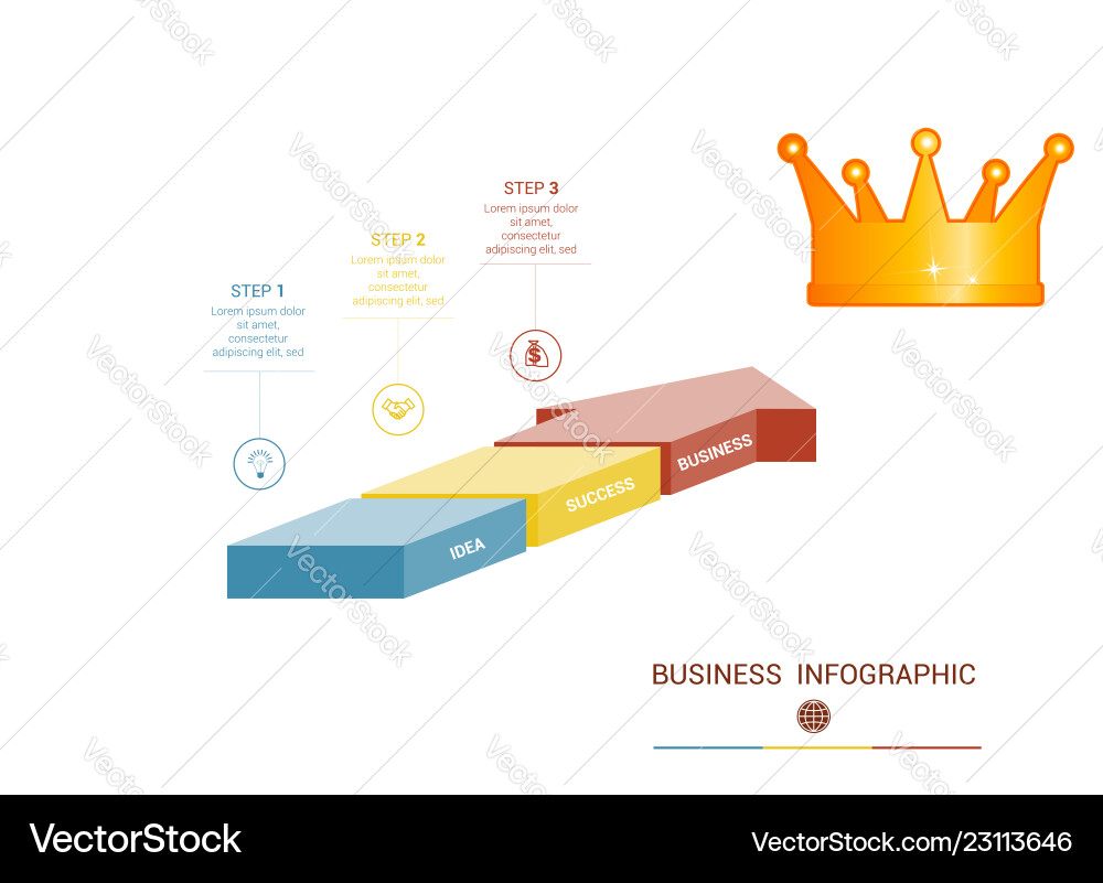 Infographics from 3 parts colored arrows Vector Image